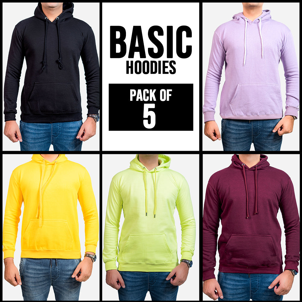 PACK OF 5 BASIC HOODIES FOR MEN – The Garments